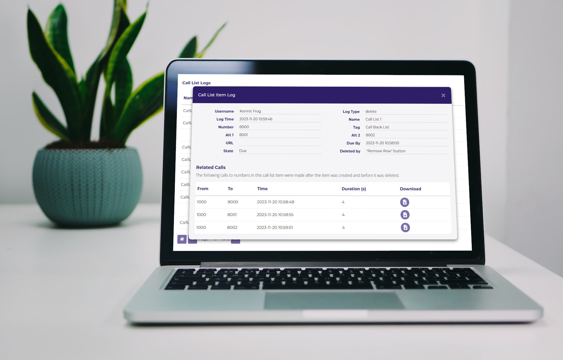 Call List Logs Vibe | Product Upgrades | babblevoice